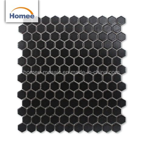 Matte Black Hexagon Design Porcelain Mosaic Tile Building Material