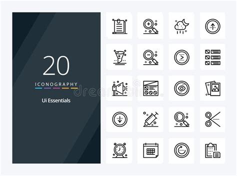 20 Ui Essentials Outline Icon For Presentation Stock Vector