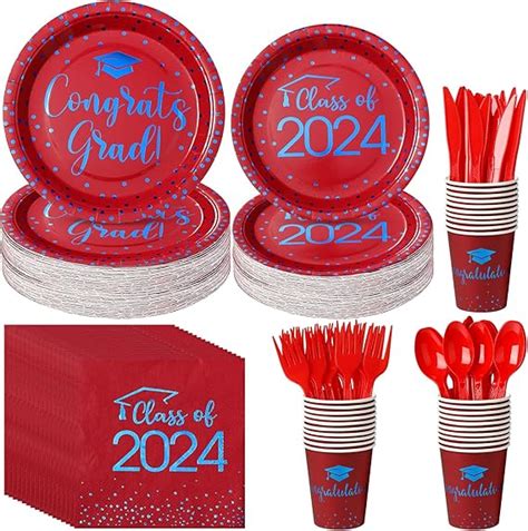 175pcs Class Of 2024 Graduation Plates And Napkins Set
