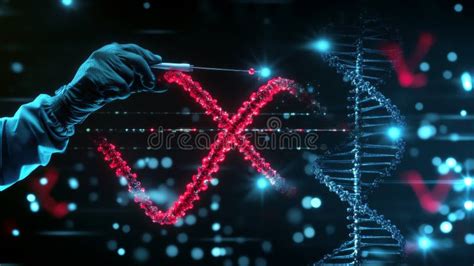 Futuristic Depiction Of Crispr Technology Illustrating Gene Editing And Dna Manipulation Stock