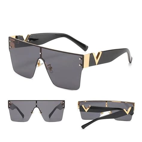 Wholesale Designer Oversized Square Gradient Black And Gold Sunglasses