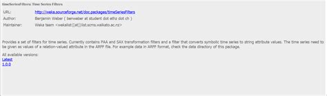 Weka Extension Missing Paa And Sax Time Series Filter Package Altair