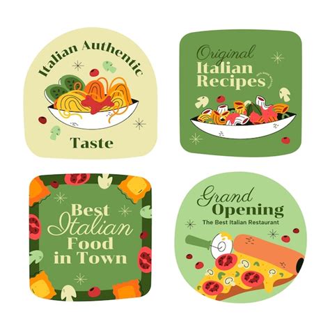 이탈리안 레스토랑 라벨 템플릿 무료 벡터