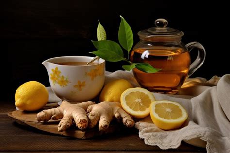Premium Photo Citrus Bliss Ginger Tea With A Splash Of Lemon