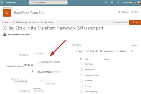 3D Tag Cloud in the SharePoint Framework (SPFx) web part – Ravichandran ...