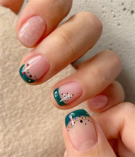 Magical Christmas Nail Art Inspirations Green French Festive Nails