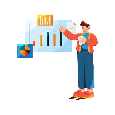 Premium Vector A Man Discusses His Achievements In Detail Using