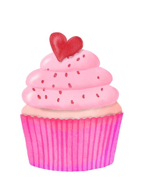 Pink Cupcake Watercolor Painted 11904755 Png