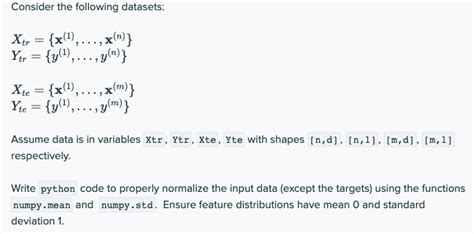 Solved Consider The Following Datasets Xtr X1