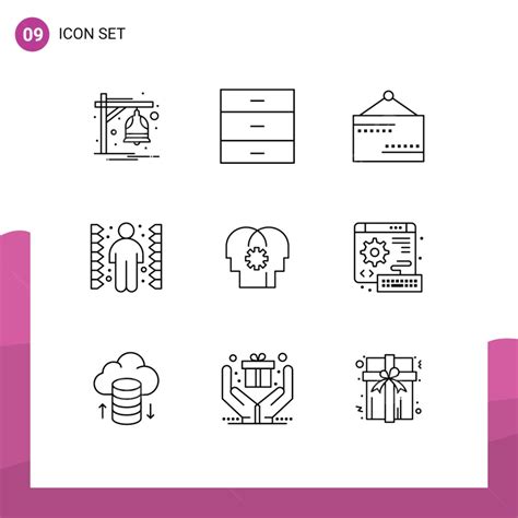 Mobile Interface Outline Set Of 9 Pictograms Of Control T Network