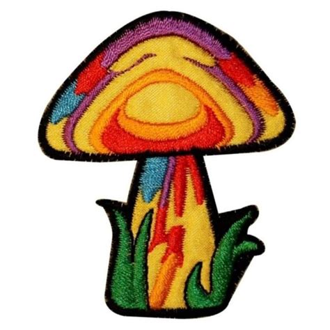 Psychedelic Mushroom Patch Hippie Tie Dye Pattern Embroidered Iron On Applique