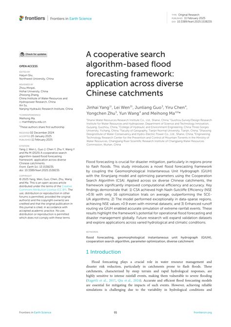 Pdf A Cooperative Search Algorithm Based Flood Forecasting Framework Application Across
