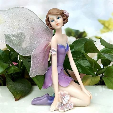 Flower Fairy Garden Figurines Beautiful Girl Resin Angel Ornaments