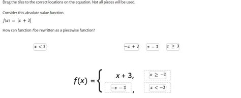 consider this absolute value function f x 1 3 how can function fbe rewritten as a