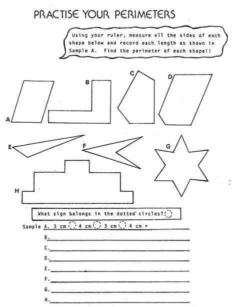 Perimeters Math Worksheet