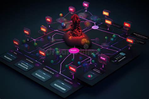 Screen With Network Topology And Threats Cyber Security Data Protection