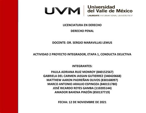 A2 Eq3 Actividad 2 Derecho Penal LICENCIATURA EN DERECHO DERECHO