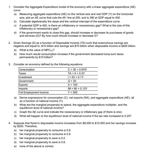 Solved Consider The Aggregate Expenditure Model Of The Chegg
