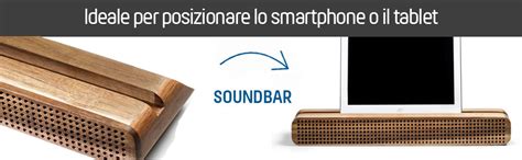 Coolinato Soundbar In Legno Supporto Per Smartphone E Tablet