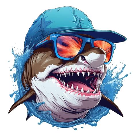 Premium Ai Image Shark Wearing Hat With Sunglasses Modern Street