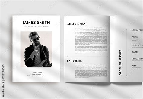 Funeral Program Layout Stock Template Adobe Stock