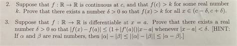 Solved Suppose That F RR Is Continuous At C And That Chegg