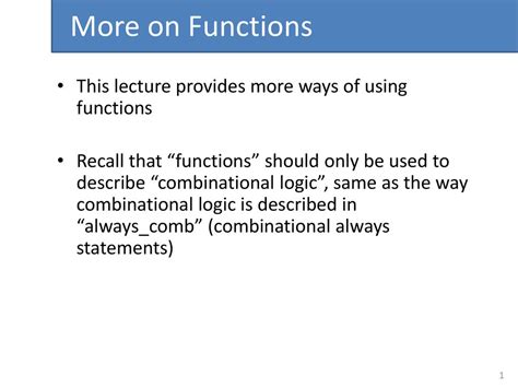 More On Functions This Lecture Provides More Ways Of Using Functions