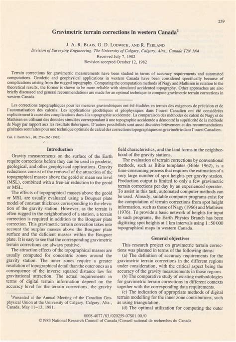 Pdf Gravimetric Terrain Corrections In Western Canada