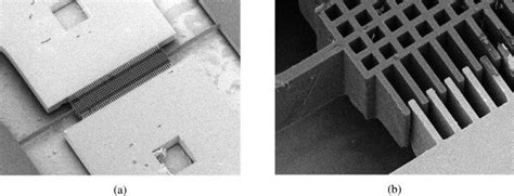 A Sem Image Of Pmma Comb Drive Electrostatic Microactuator With 200 Download Scientific