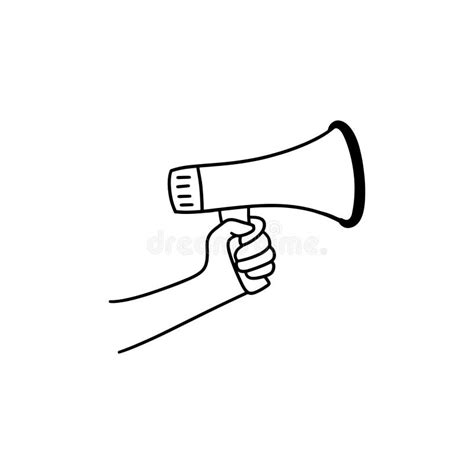 Bullhorn Or Megaphone Loudspeaker Hand Drawn Vector Illustration