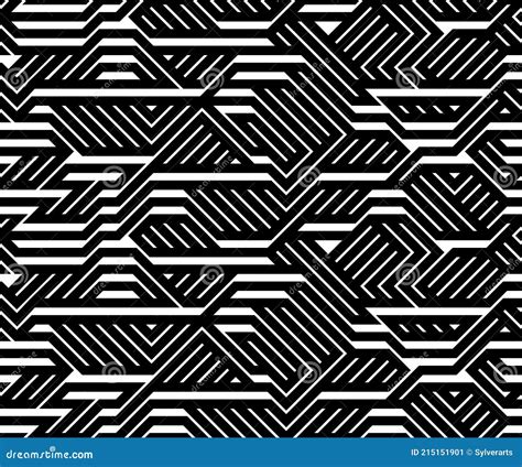 Tech Style Seamless Linear Pattern Vector Monochrome Circuit Board