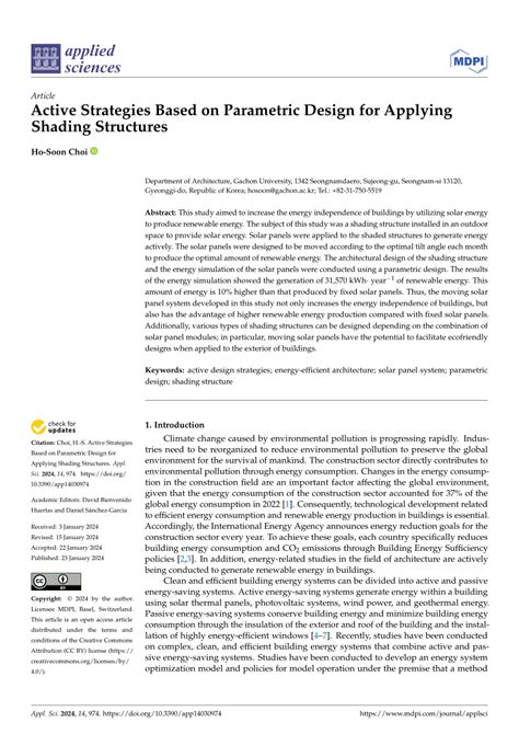 Pdf Active Strategies Based On Parametric Design For Applying Shading
