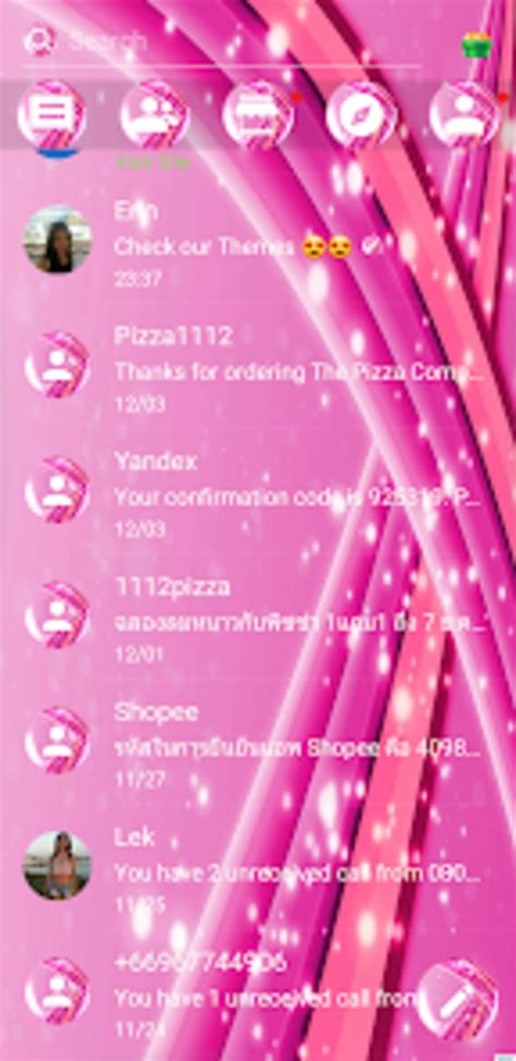 Sms Theme Sparkling Pink Love For Android Download