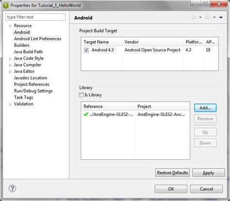 Andengine Tutorial Getting Started Kulíš Android
