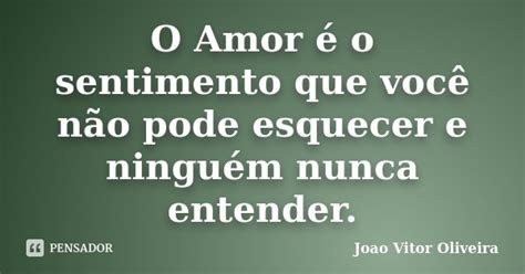 O Amor é O Sentimento Que Você Não Joao Vitor Oliveira Pensador