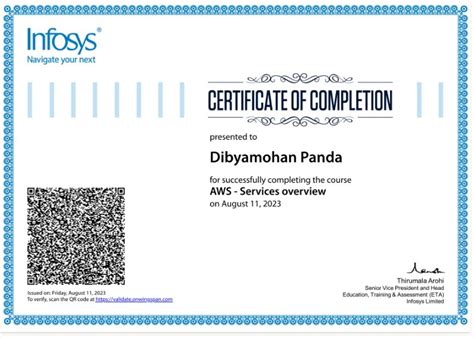Dibyamohan Panda On Linkedin Infosys Certificateofcompletion Awscloud