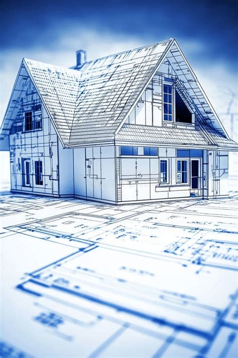 Contemporary Dream Home Blueprints And 3d Render Of Modern Residential Construction Project