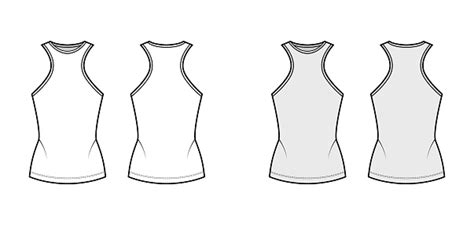 레이서 백 스트랩 슬림 핏 길쭉한 옷자임 크루 넥이 돋보입니다 플랫 0명에 대한 스톡 벡터 아트 및 기타 이미지 0명 T 셔츠 검은색 Istock