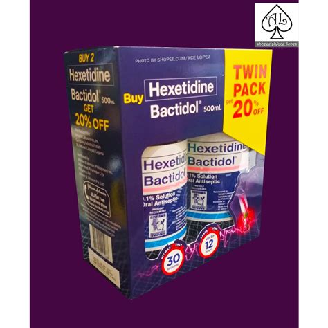 Bactidol Oral Antiseptic Hexetidine Solution 500ml Bottle Dual Pack