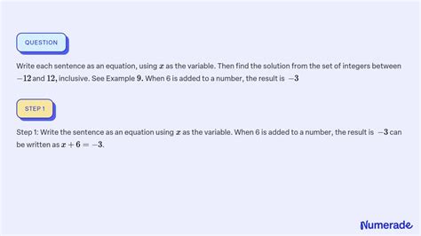 Solved Write Each Sentence As An Equation Using X As The Variable