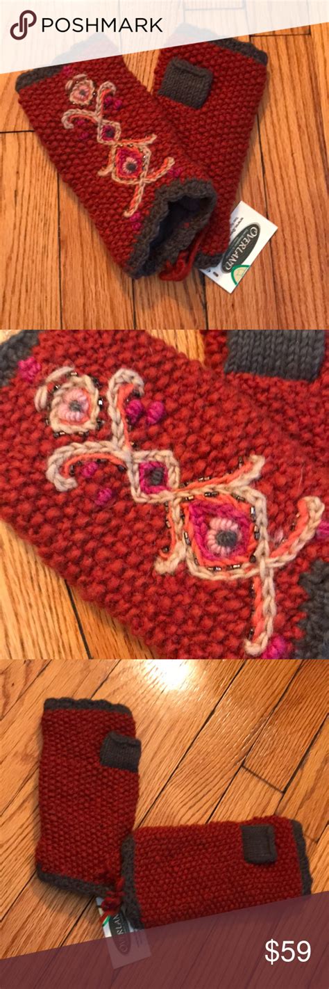 Rust Fleece Lined Fingerless Gloves