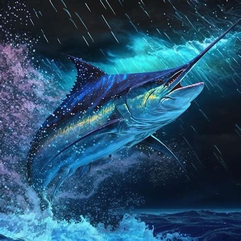 Premium Ai Image A Blue Marlin Fish With A Blue Marlin On Its Head