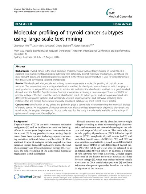 pdf molecular profiling of thyroid cancer subtypes using large scale