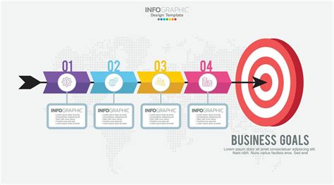 Target With Four Steps To Your Goal Infographic Template For Web