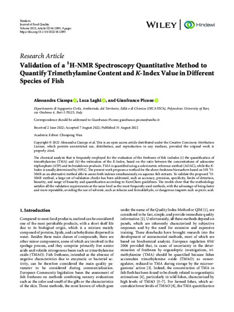 pdf validation of a 1h nmr spectroscopy quantitative method to