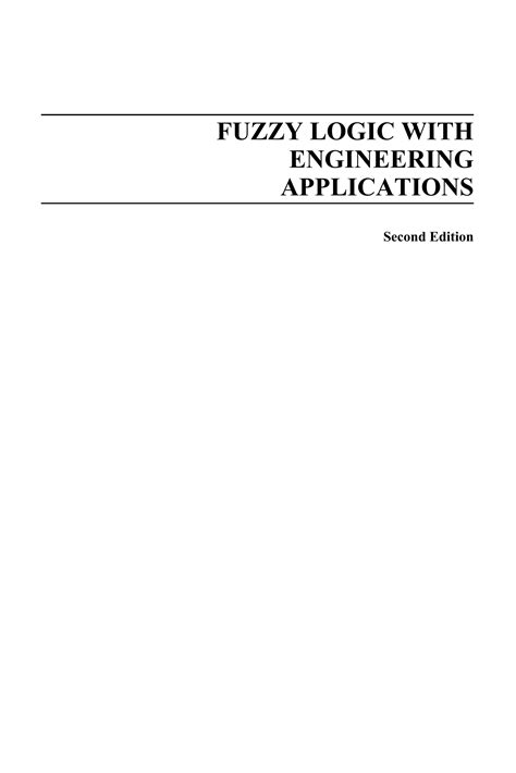 Fuzzy Logic With Engineering Applications Pdf