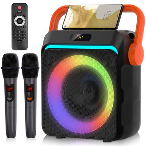 Karaoke Machine With 2 Wireless Microphones Portable Bluetooth Karaoke Speaker For