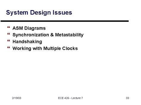 Ece 426 Vlsi System Design Lecture 7 Synchronizers Ece 426 Vlsi System Design Lecture 7 Synchronizers