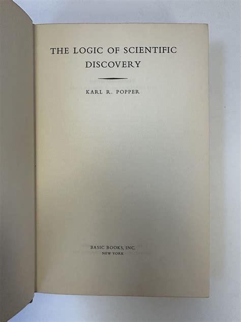 the logic of scientific discovery by popper karl r hardcover 1959
