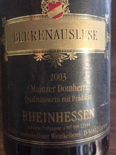 2003 Jacob Zimmermann Niersteiner Gutes Domtal Beerenauslese Vivino US